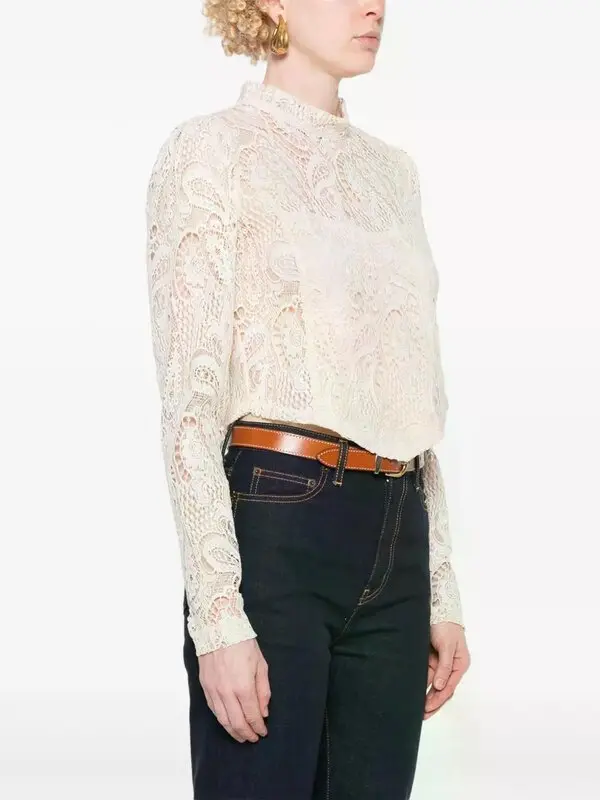 TWINSET Cropped Macramé-lace Top