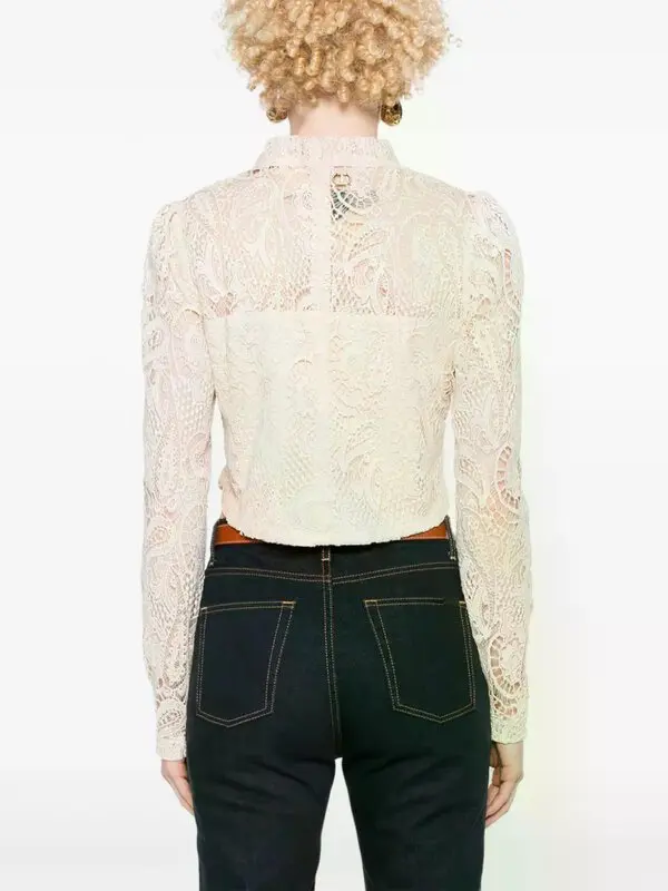 TWINSET Cropped Macramé-lace Top