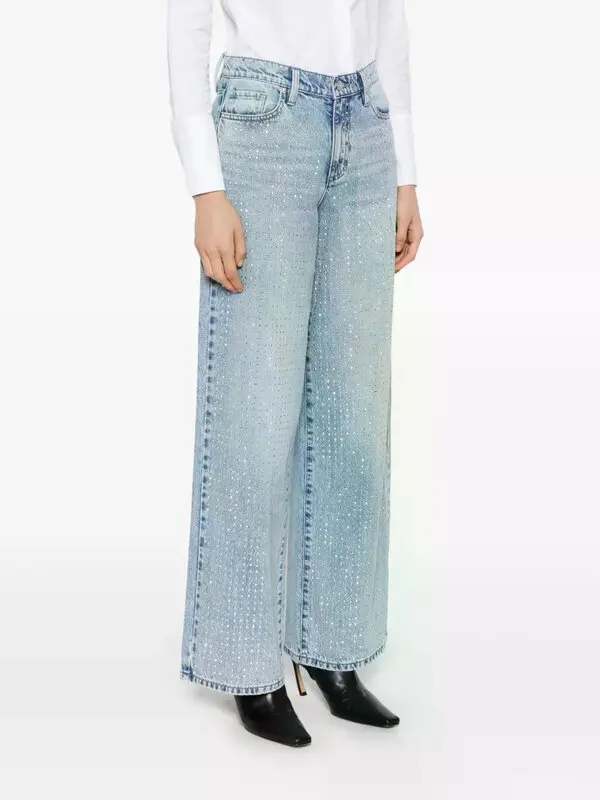 Dkny Stud-embellished Wide-leg Jeans - Blue