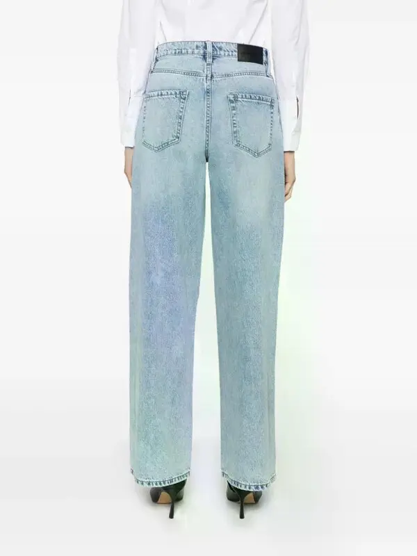 Dkny Stud-embellished Wide-leg Jeans - Blue