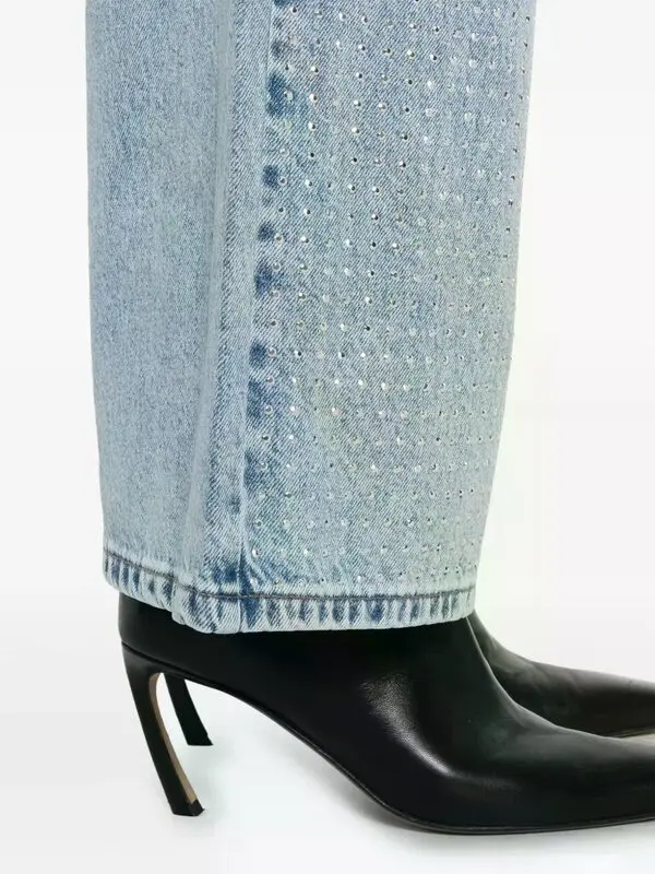 Dkny Stud-embellished Wide-leg Jeans - Blue