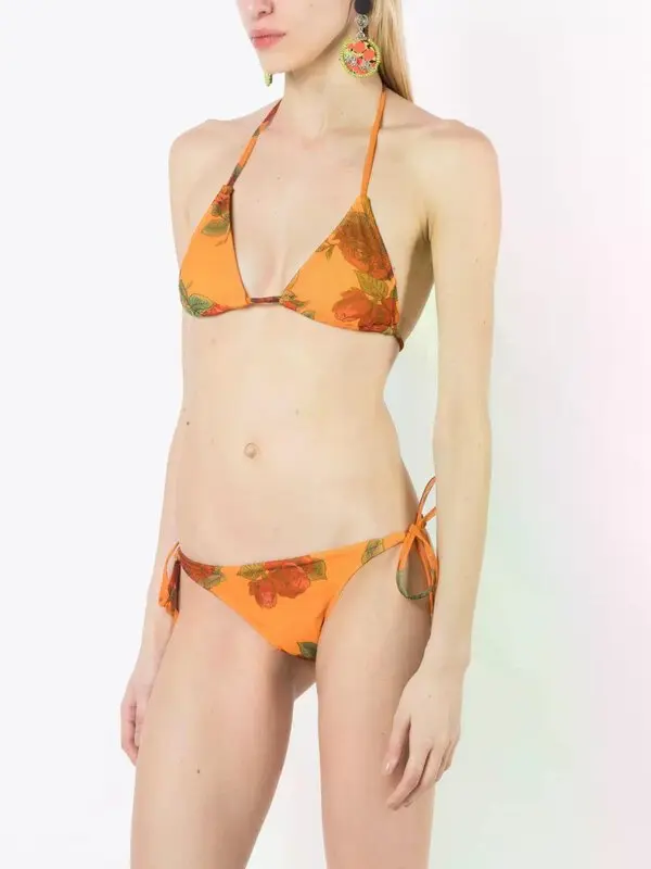 AMIR SLAMA Rose-print Bikini Set - Orange