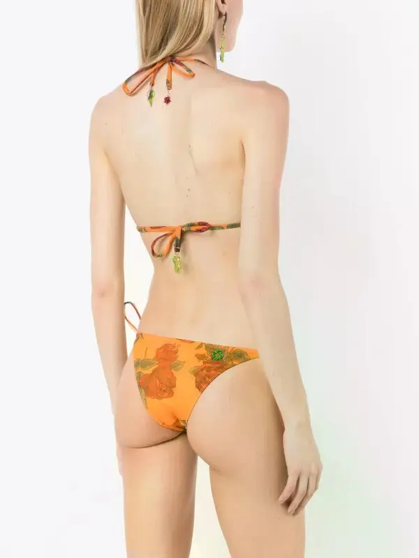 AMIR SLAMA Rose-print Bikini Set - Orange