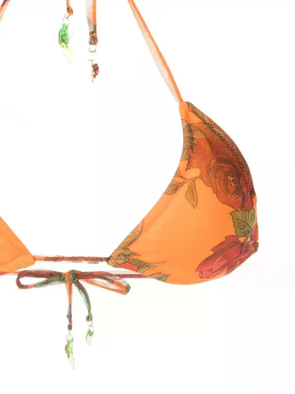 AMIR SLAMA Rose-print Bikini Set - Orange