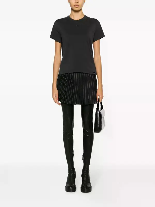 COURREGES Logo-embroidered Cotton T-shirt - Grey