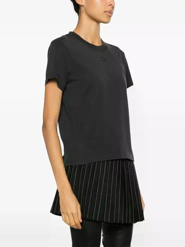 COURREGES Logo-embroidered Cotton T-shirt - Grey