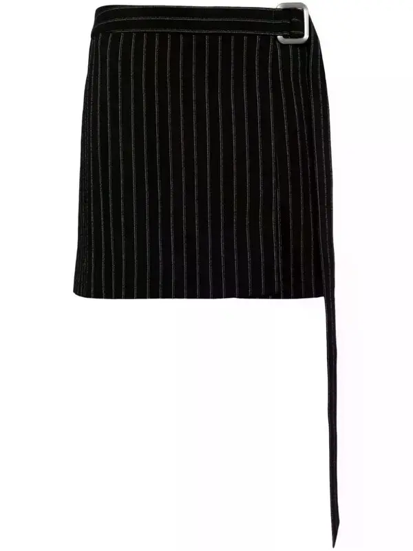 AMI Paris Pinstripe Virgin Wool Blend Skirt - Black