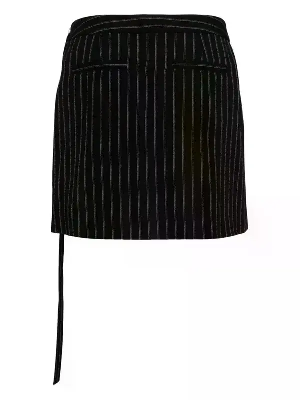 AMI Paris Pinstriped Belted Skirt