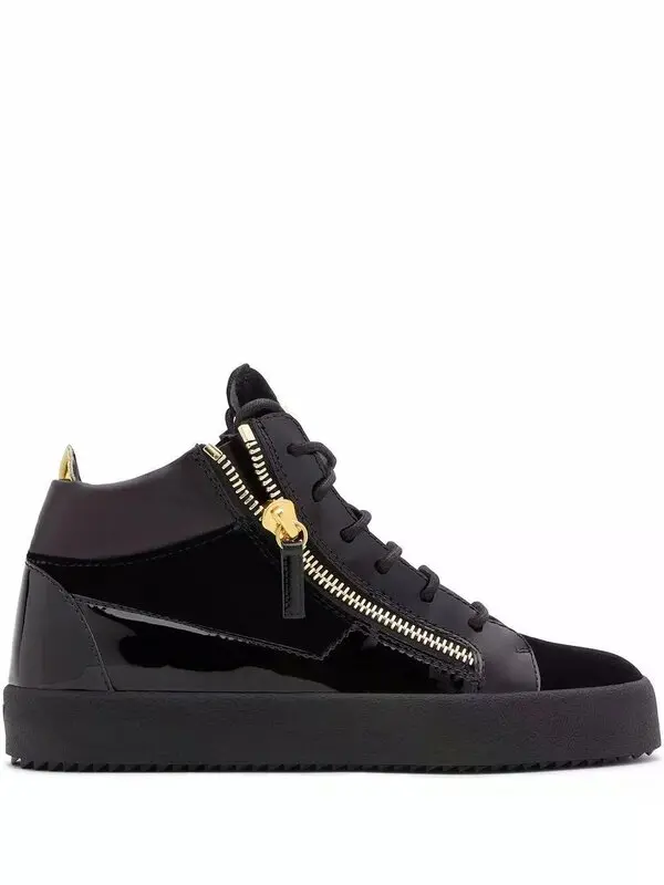 GIUSEPPE ZANOTTI Kriss Velvet Mid-top Sneakers - Black