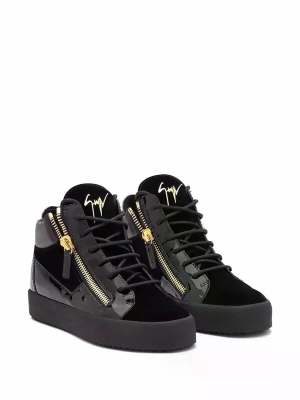 GIUSEPPE ZANOTTI Kriss Velvet Mid-top Sneakers - Black