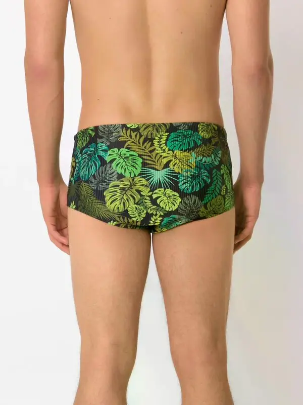 AMIR SLAMA Leaf Print Swim Briefs