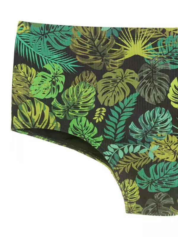 AMIR SLAMA Leaf Print Swim Briefs