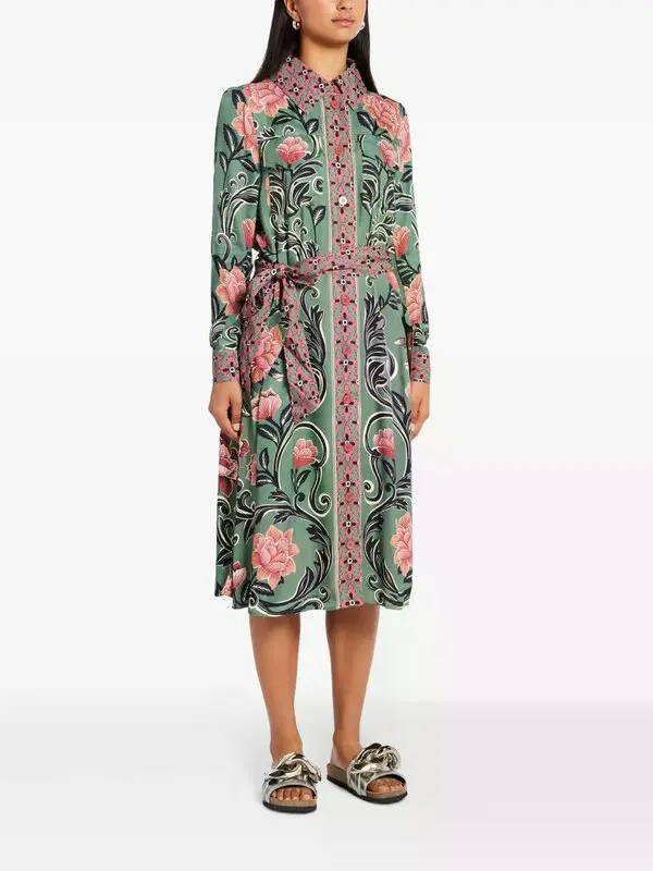Farm Rio Printed Midi Shirt Dress