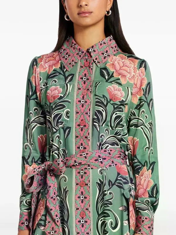 Farm Rio Printed Midi Shirt Dress