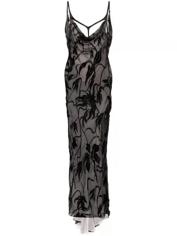 MUGLER Flocked Maxi Dress