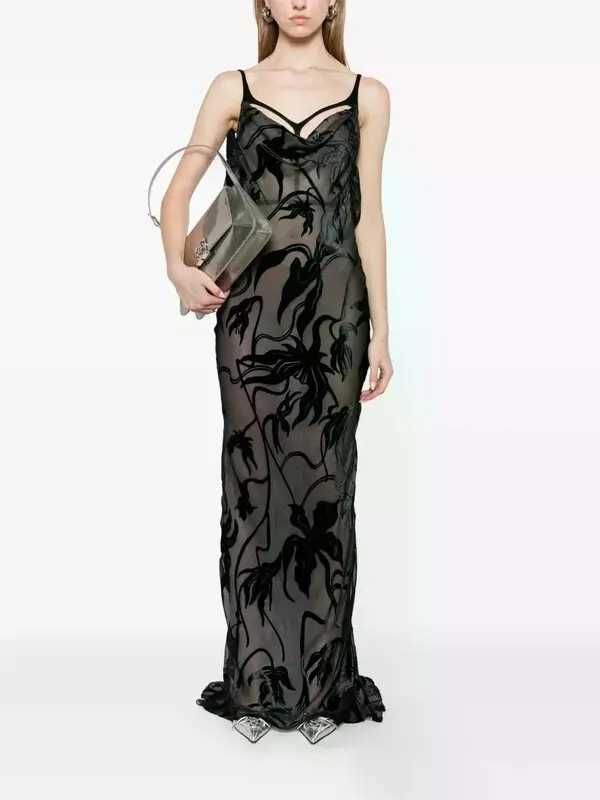 MUGLER Flocked Maxi Dress