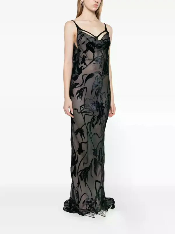 MUGLER Flocked Maxi Dress