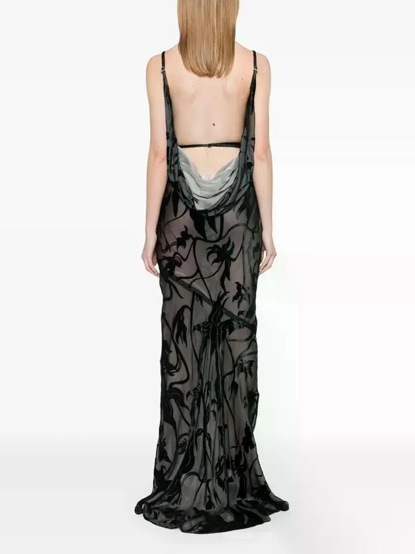MUGLER Flocked Maxi Dress