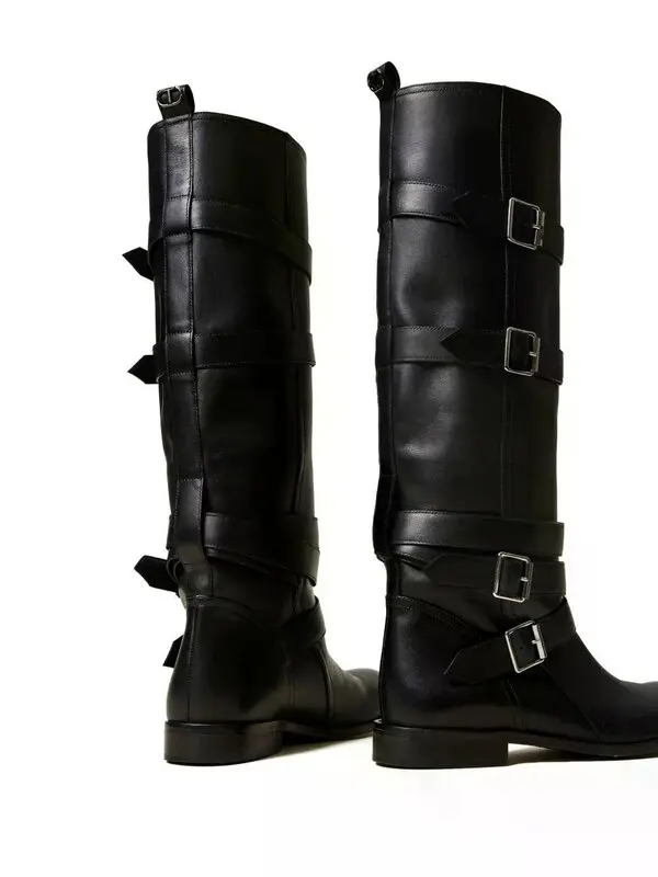 TWINSET Buckle-strap Leather Boots