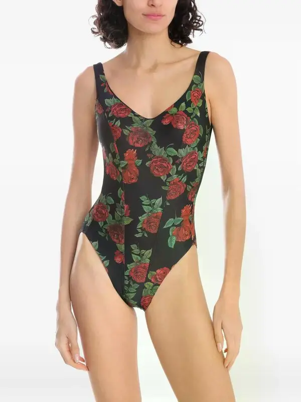 AMIR SLAMA Rose-print Swimsuit