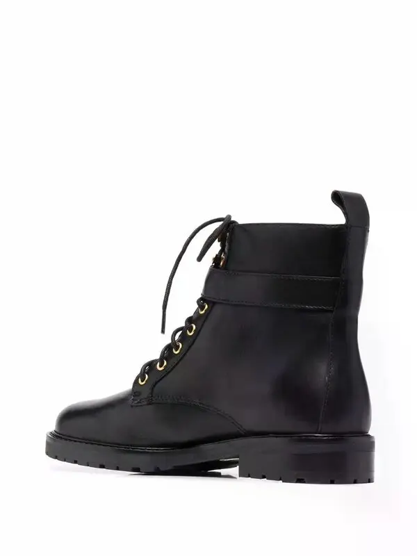 Ralph Lauren Burnished Logo-plaque Lace-up Leather Boots