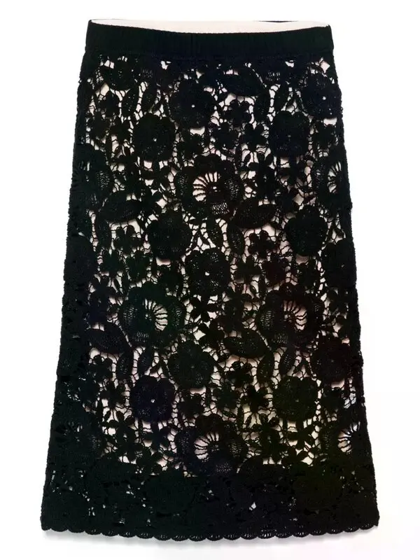 P.a.r.o.s.h Lace Midi Skirt - Black