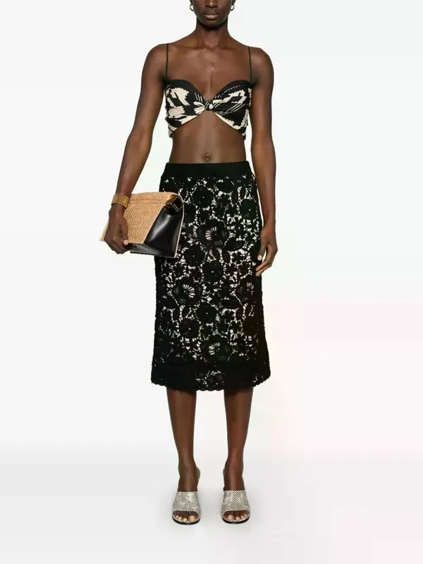 P.a.r.o.s.h Lace Midi Skirt - Black
