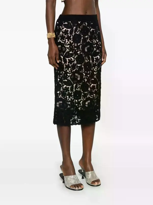 P.a.r.o.s.h Lace Midi Skirt - Black