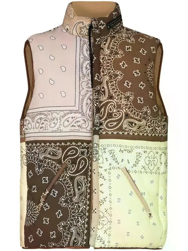 CHILDREN OF THE DISCORDANCE Reversible Bandana Print Gilet - Neutrals