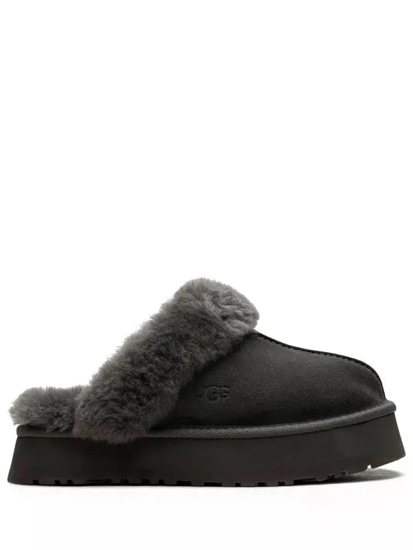 UGG Disquette Shearling Platform Slippers - Grey