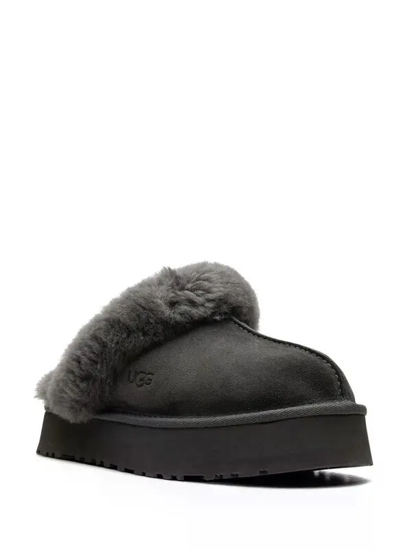 UGG Disquette Shearling Platform Slippers - Grey