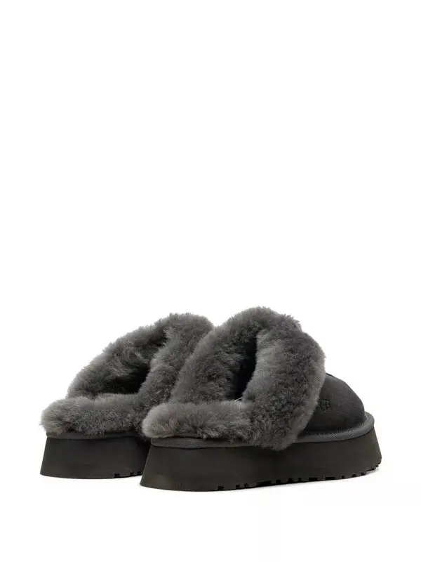UGG Disquette Shearling Platform Slippers - Grey