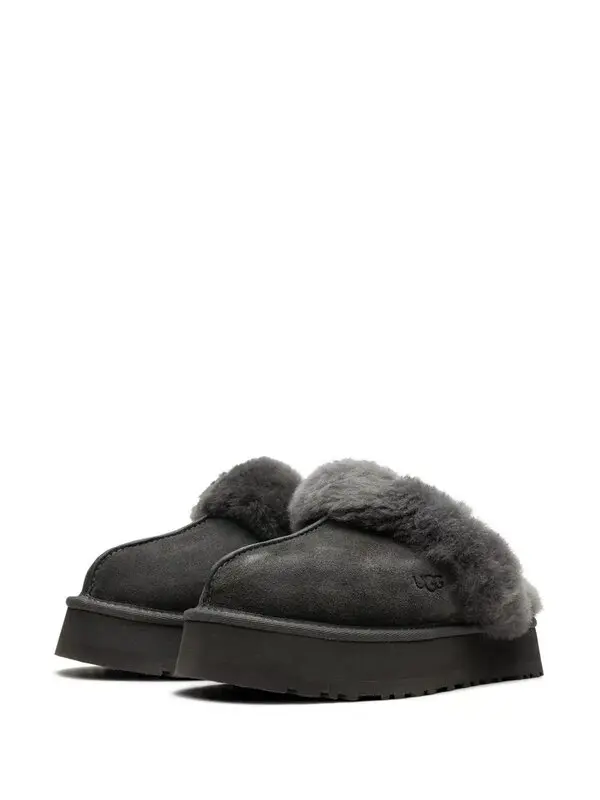 UGG Disquette Shearling Platform Slippers - Grey