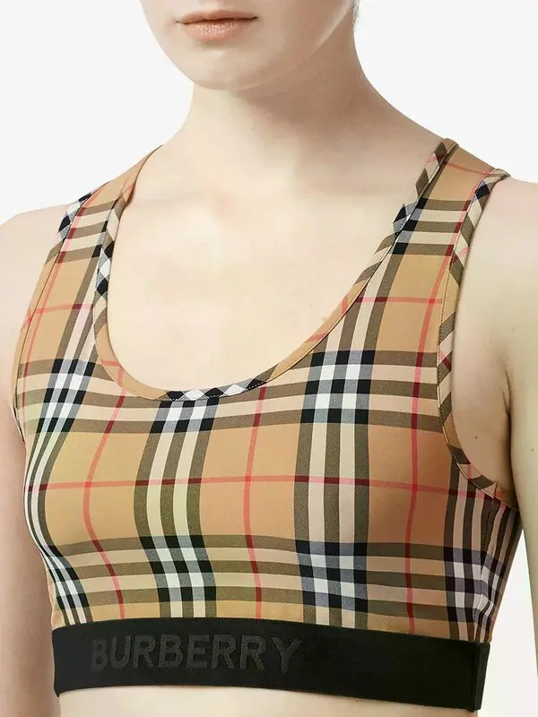 Burberry Vintage Check Sports Bra - Brown