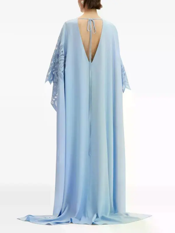 Oscar De La Renta Rose-motif Cut-out Kaftan Dress