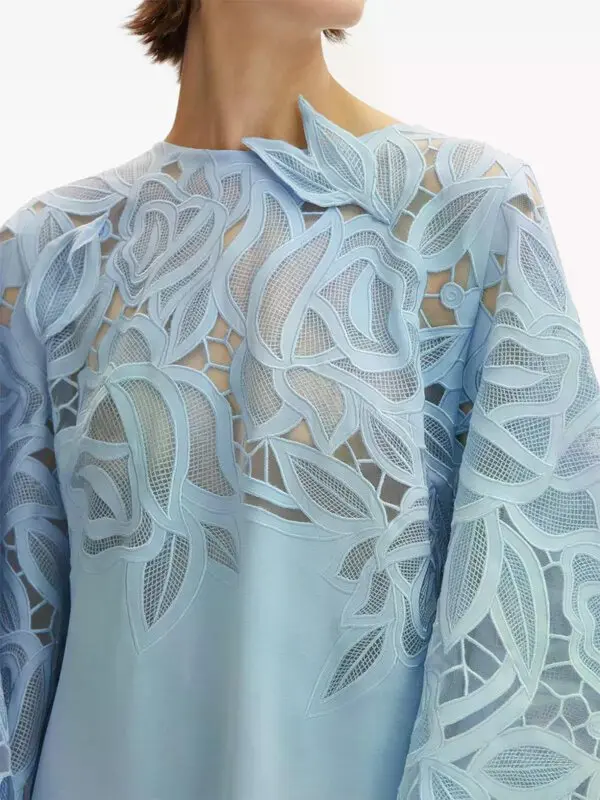 Oscar De La Renta Rose-motif Cut-out Kaftan Dress