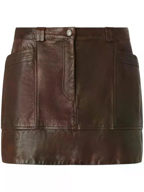 Pinko Leather Skirt - Brown