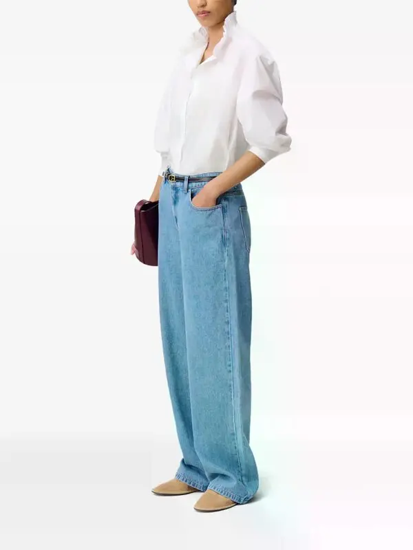 Claudie Pierlot Frill-collar Embroidered Cotton Blouse