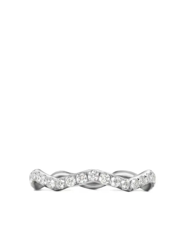 David Yurman Sterling Zig Zag Stax Diamond Band Ring - Silver