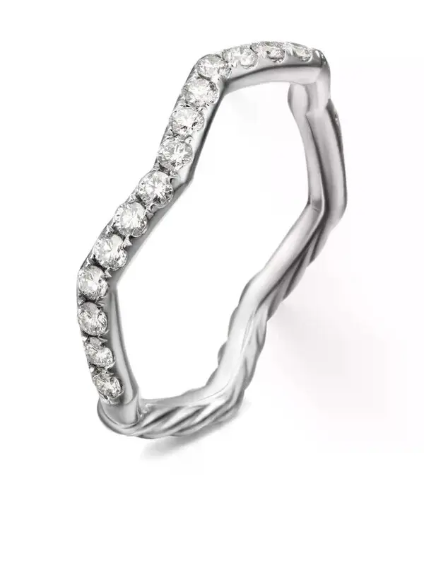 David Yurman Sterling Zig Zag Stax Diamond Band Ring