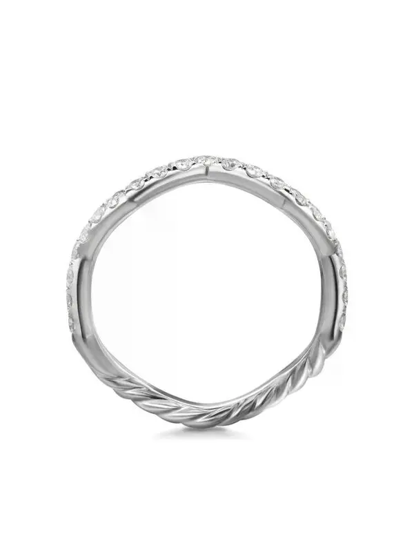David Yurman Sterling Zig Zag Stax Diamond Band Ring