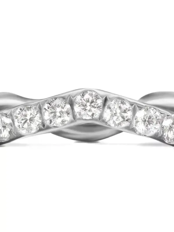 David Yurman Sterling Zig Zag Stax Diamond Band Ring