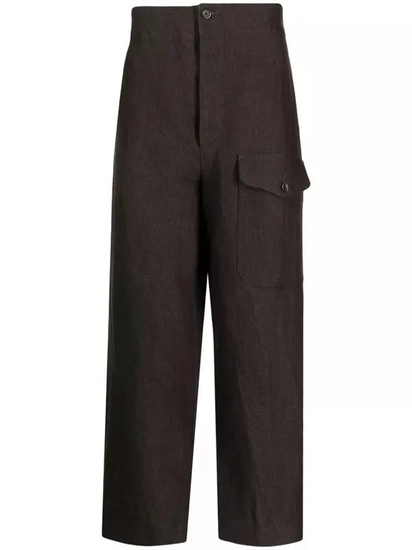 UMA WANG Paxton Herringbone Linen Blend Trousers