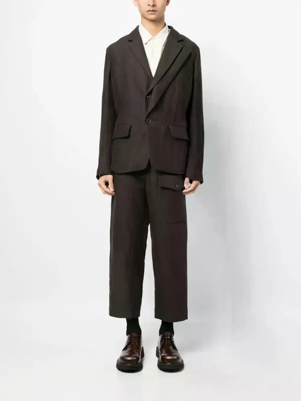 UMA WANG Paxton Herringbone Linen Blend Trousers