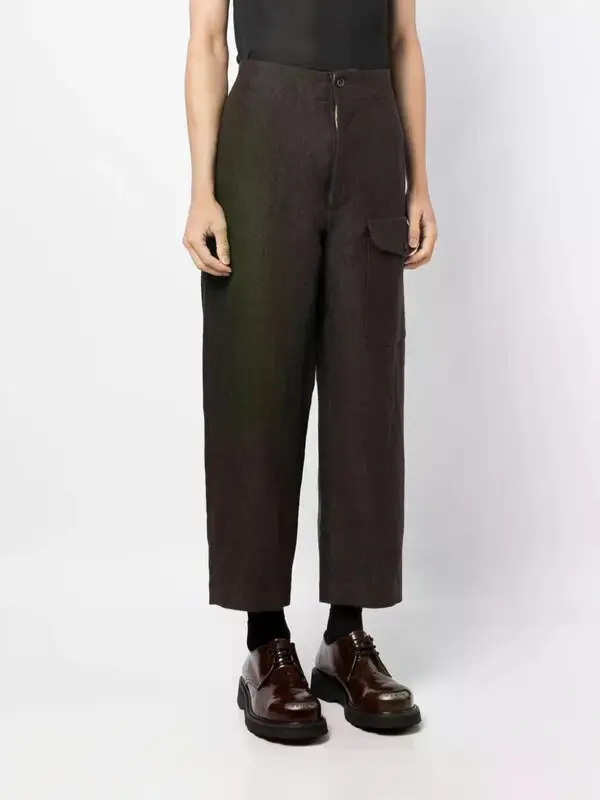 UMA WANG Paxton Herringbone Linen Blend Trousers