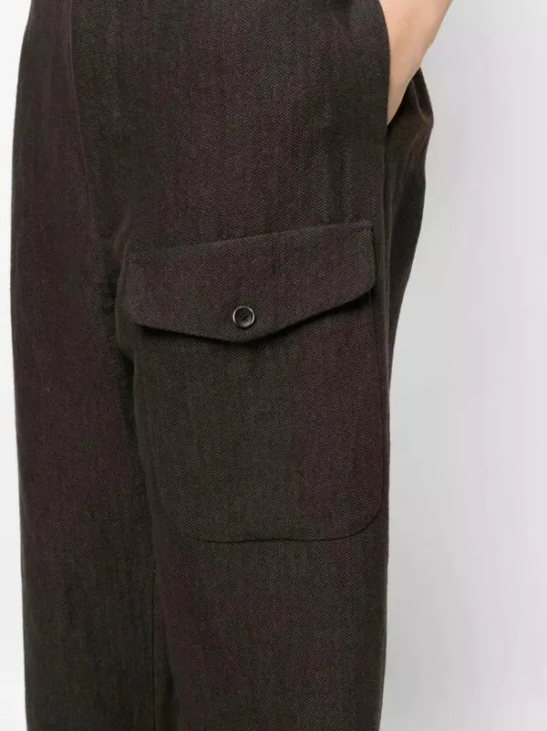 UMA WANG Paxton Herringbone Linen Blend Trousers