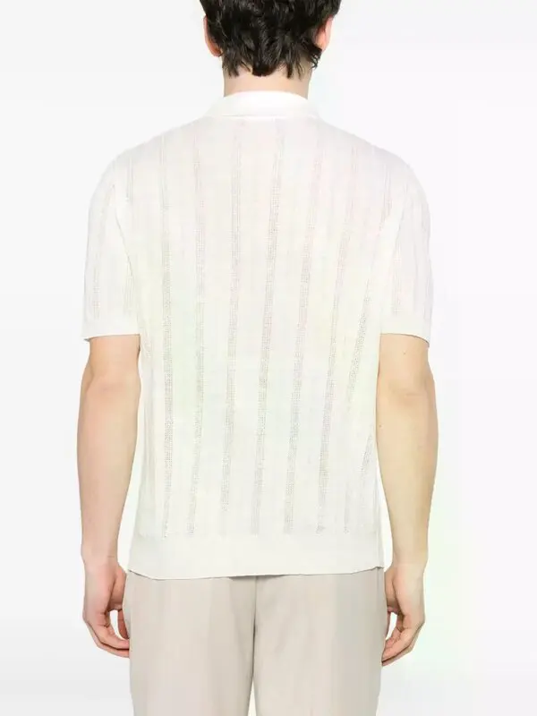 ROBERTO COLLINA Striped Polo Shirt - White
