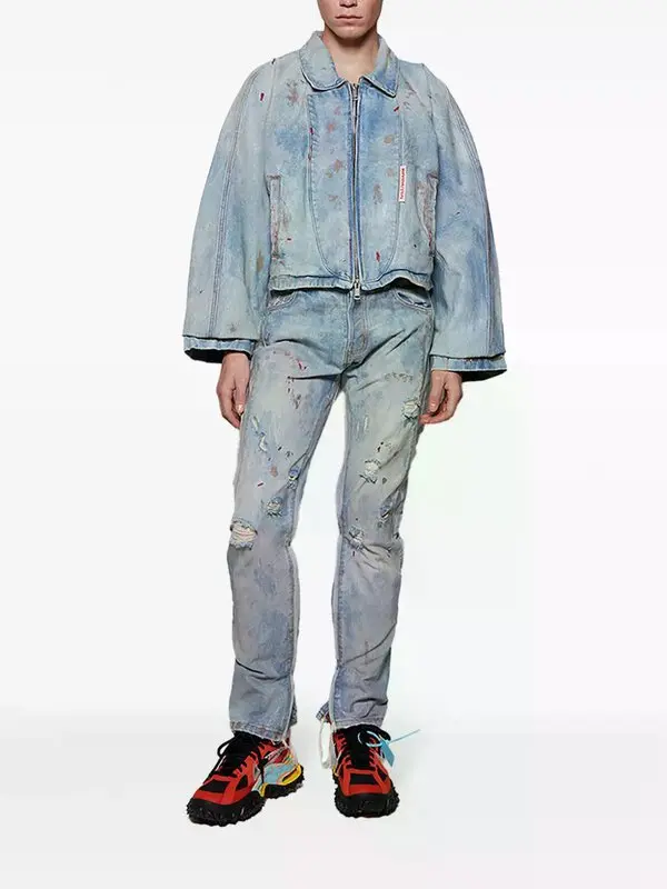 RRR123 Painted And Repaired Slim-cut Jeans