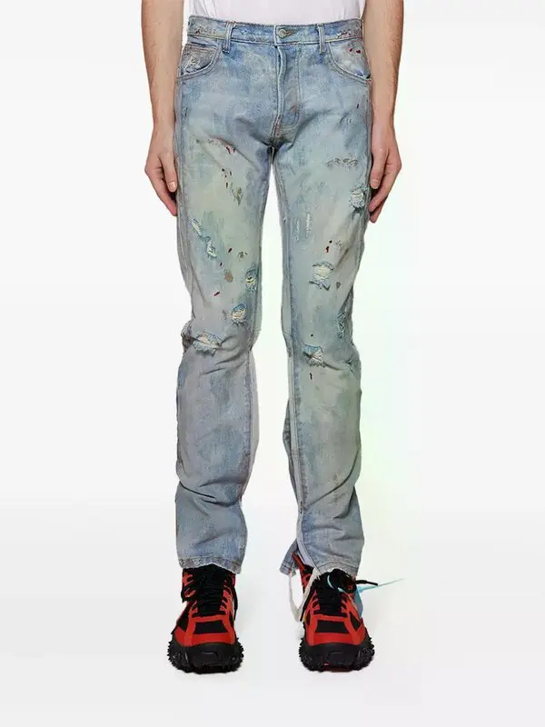 RRR123 Painted And Repaired Slim-cut Jeans