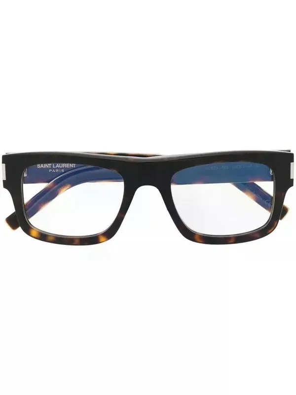Saint Laurent Logo Tortoiseshell-detail Glasses - Brown
